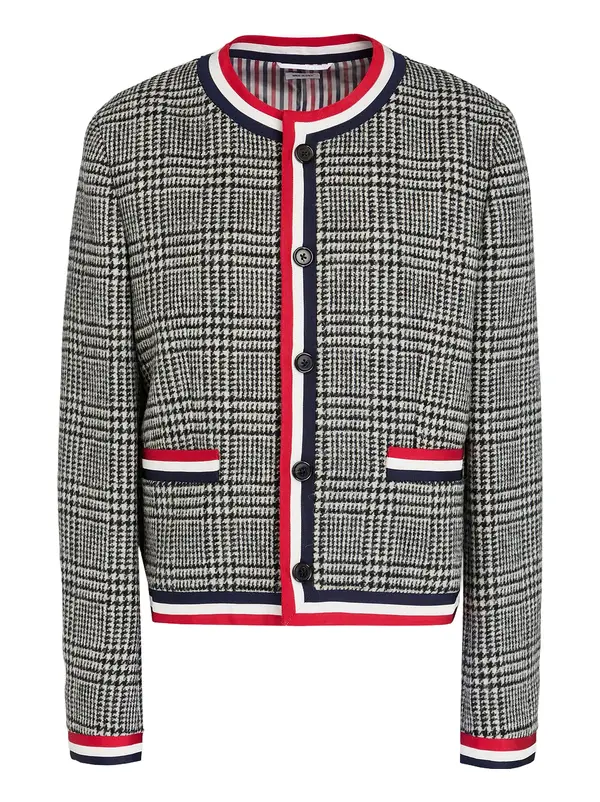 Thom Browne Prince Of Wales Checked Wool-tweed Jacket - Black