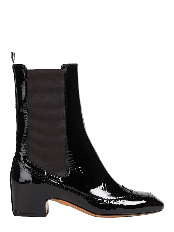 Thom Browne Perforated Patent-leather Ankle Boots - Black