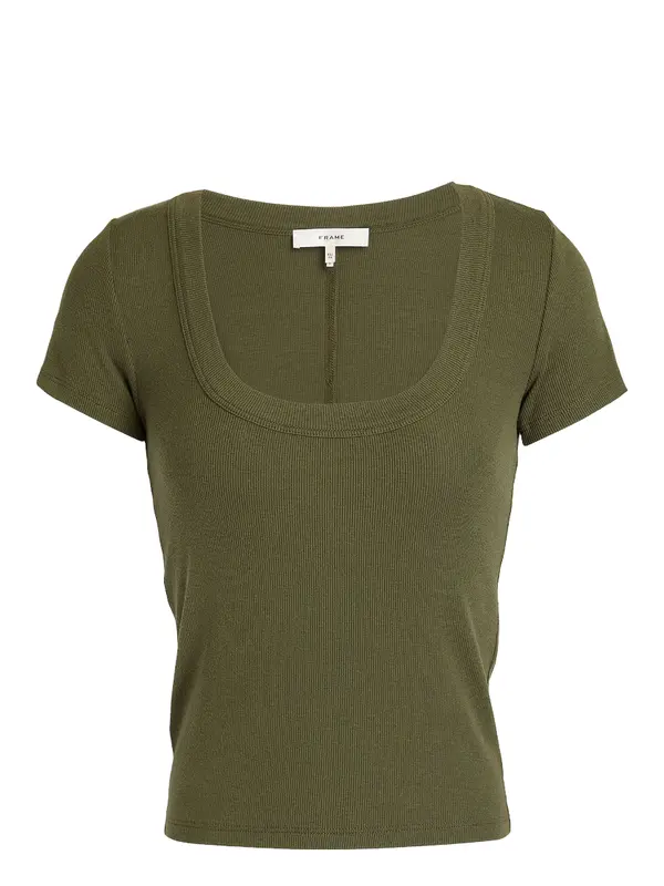 FRAME Ribbed Stretch-modal Jersey T-shirt - Army Green