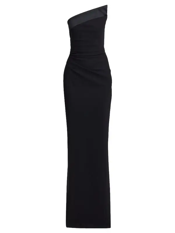 Chiara Boni La Petite Robe Tawia Asymmetric Strapless Gown - Black