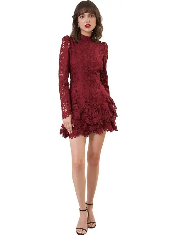 Yumi Kim Robyn Lace Mini Dress - Burgundy