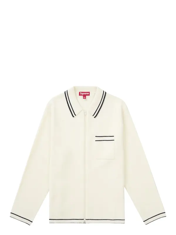 Supreme Zip Up Polo Shirt Sweater - White