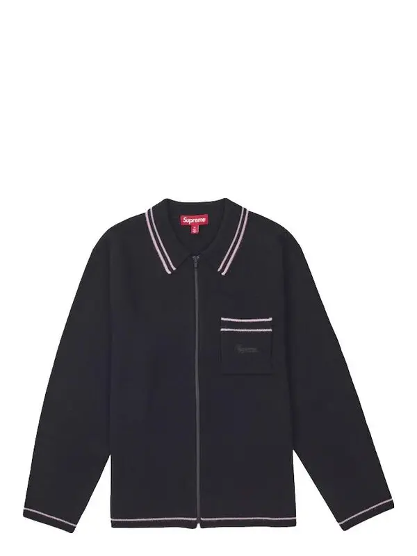 Supreme Zip Up Polo Shirt Sweater - Black