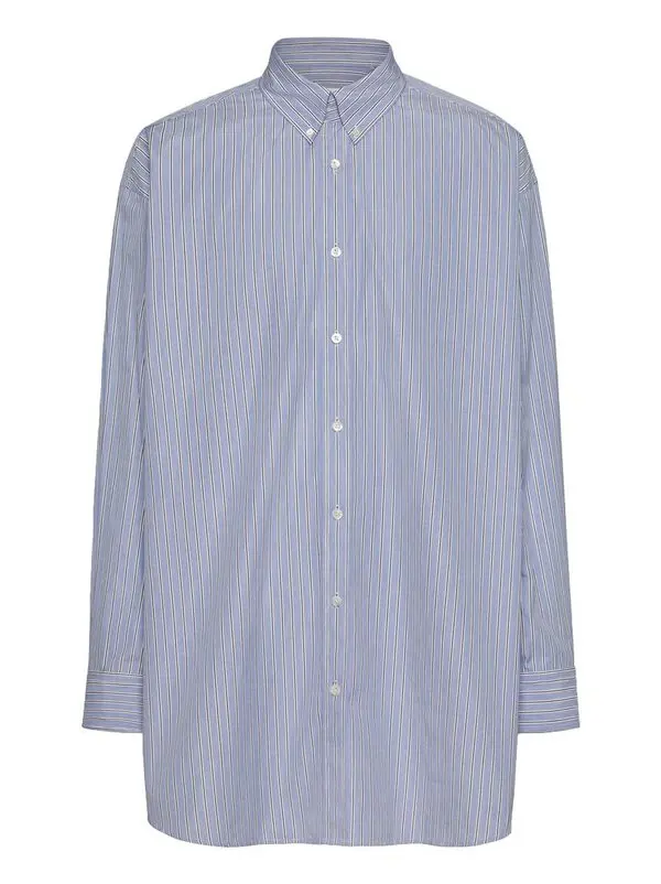 MAISON MARGIELA Cotton Oxford Shirt - Blue Stripe