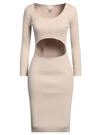 VICOLO Midi Bodycon Dress - Beige