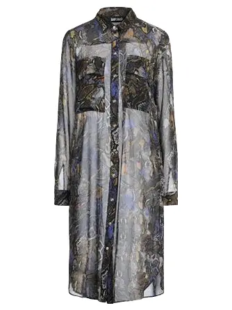 Just Cavalli Snakeskin-print Chiffon Midi Shirt Dress - Yellow