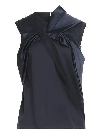 Fabiana Filippi Sleeveless Crewneck Top In Virgin Wool, Silk, Elastane, And Polyamide - Navy