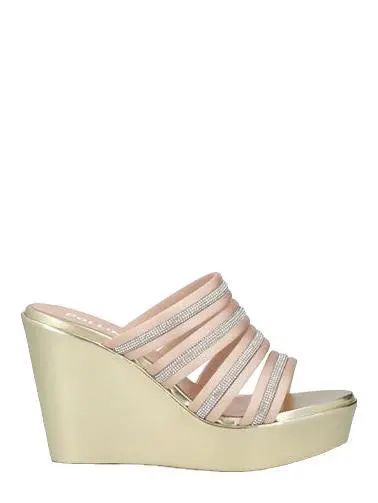 POLLINI Viscose And Silk Wedge Sandals With Crystal Embellishments - Blush