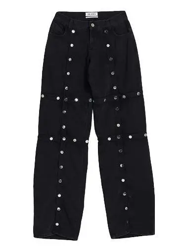 Attico Denim Wide-leg Jeans With Studs - Black