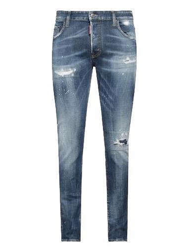 Dsquared2 Jeans In Cotton, Polyester, Elastane, And Cow Leather - Blue