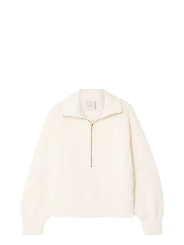 Varley Milano Ribbed Cotton-blend Sweatshirt - Ivory