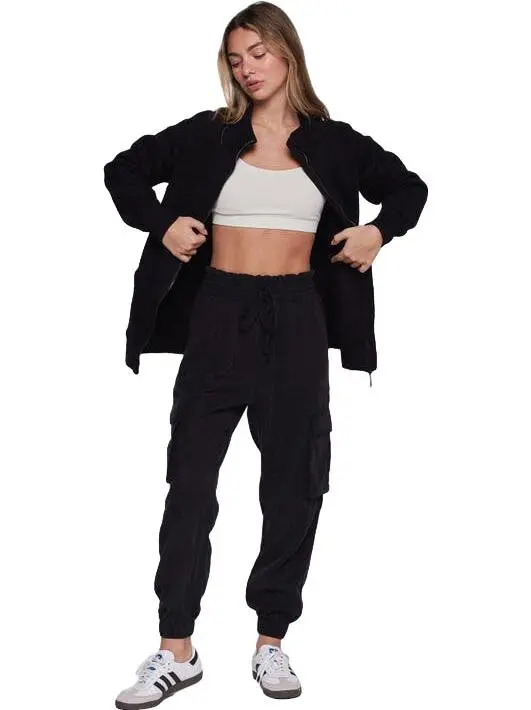 REBODY Effortless Fleece Oversized Jacket - Black