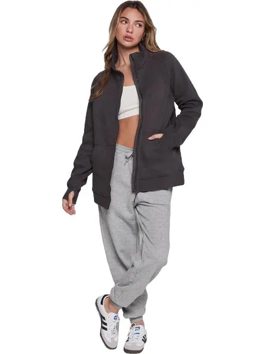 REBODY Effortless Fleece Oversized Jacket - Phantom Grey