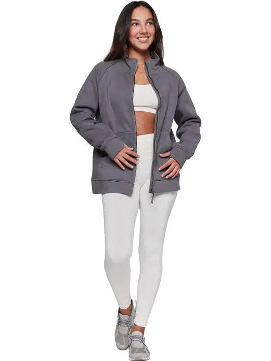 REBODY Effortless Fleece Oversized Jacket - Smoke