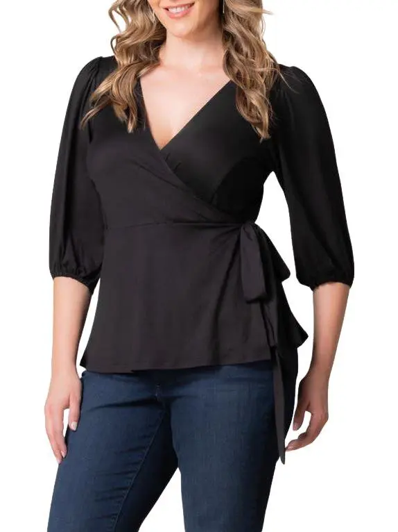 KIYONNA Nina Wrap Top - Black Noir