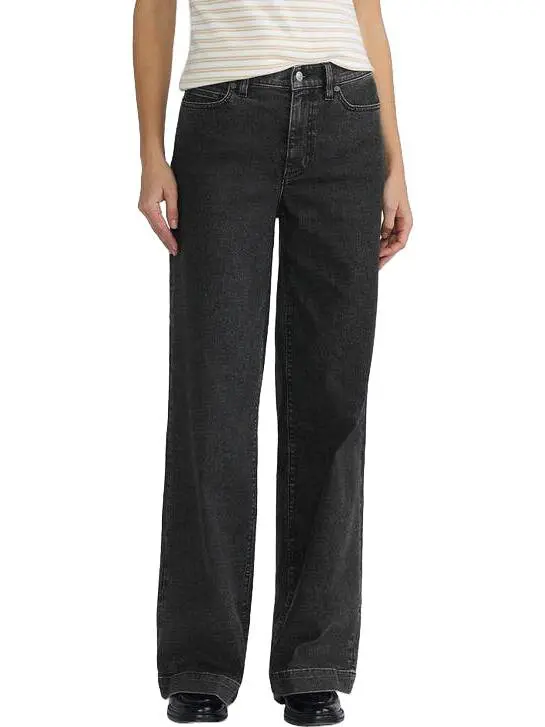 LANDS' END High-rise Wide Leg Denim Jeans - Black Stone Wash