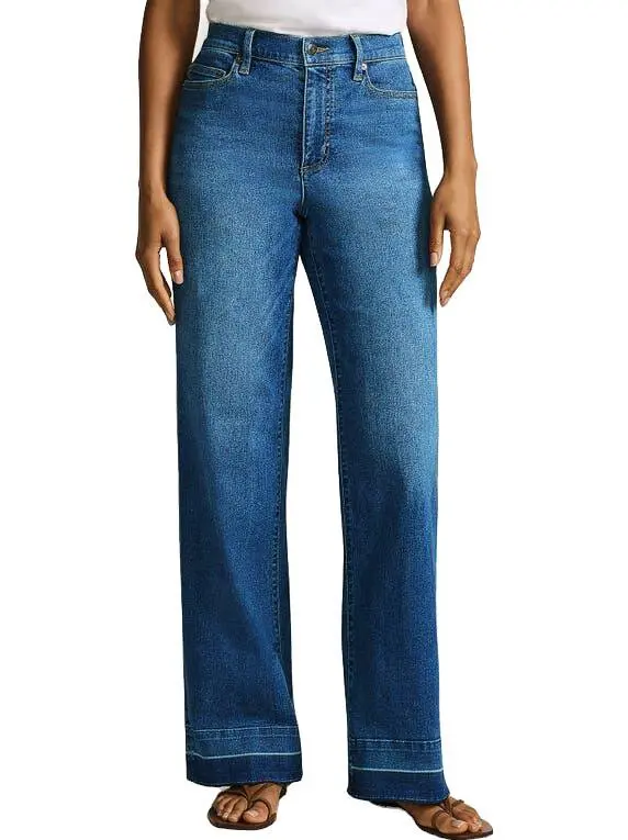 LANDS' END High-rise Wide Leg Denim Jeans - Indigo Tide Blue