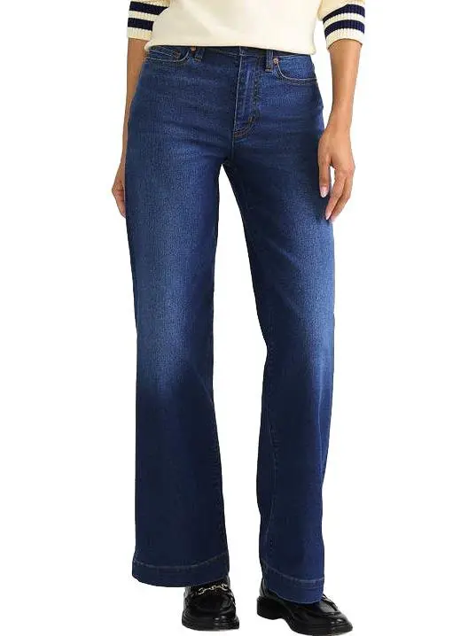 LANDS' END High Rise Wide Leg Denim Jeans - Royal Indigo