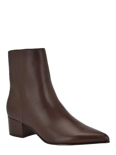 Nine West Maribu Pointed Toe Bootie - Dark Brown Leather