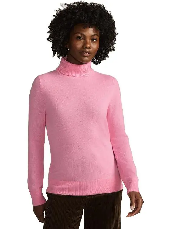 LANDS' END Cashmere Turtleneck Sweater - Seaside Pink