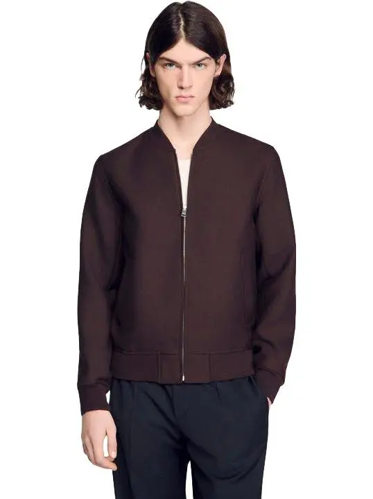 Sandro Zip-up Bomber Jacket - Chocolate