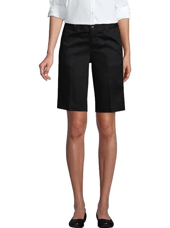 LANDS' END Plain Front Blend Chino Shorts - Black