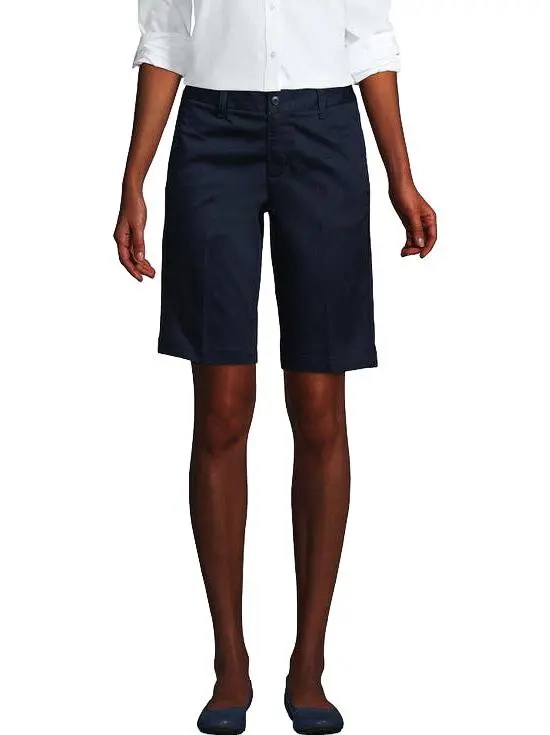 LANDS' END Plain Front Blend Chino Shorts - Classic Navy