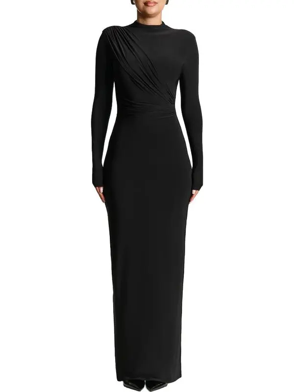 Naked Wardrobe Hourglass Draped Maxi Dress - Black