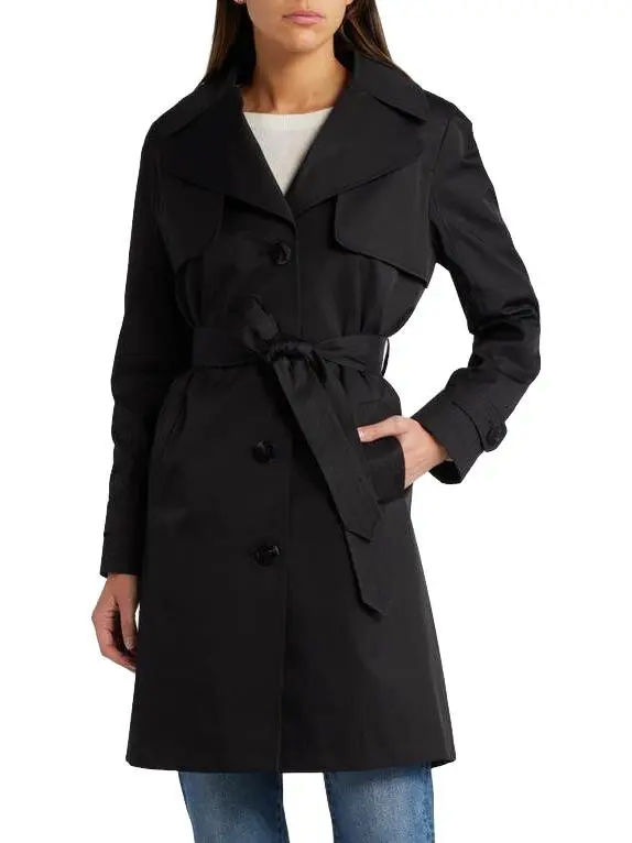 Via Spiga Water Resistant Cotton-blend Trench Coat - Black