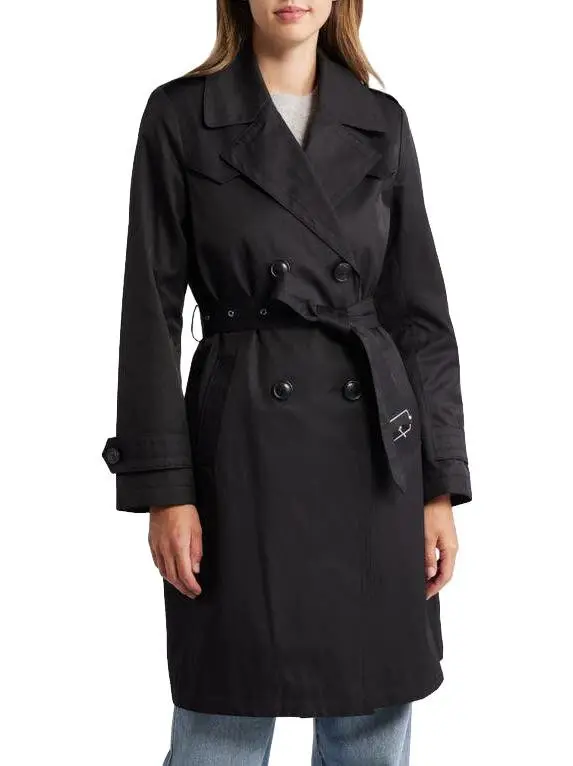 Via Spiga Water Resistant Cotton-blend Trench Coat - Black