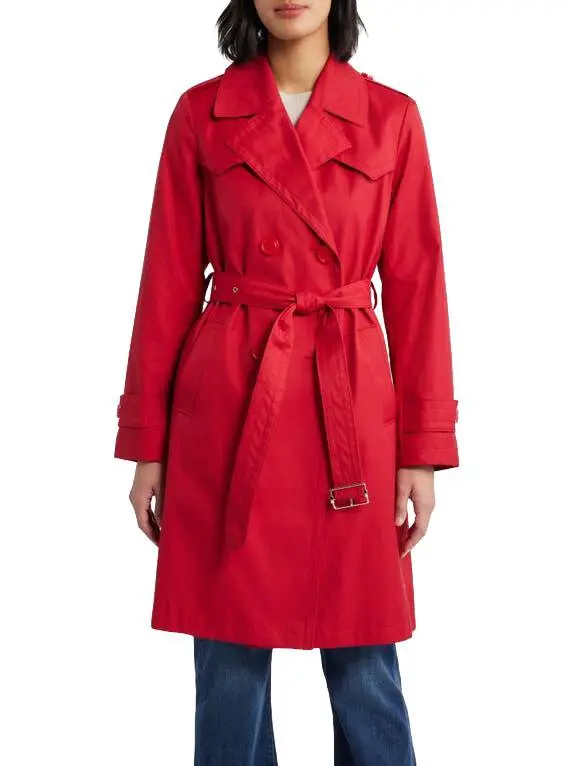 Via Spiga Water Resistant Cotton-blend Trench Coat - Ruby Red