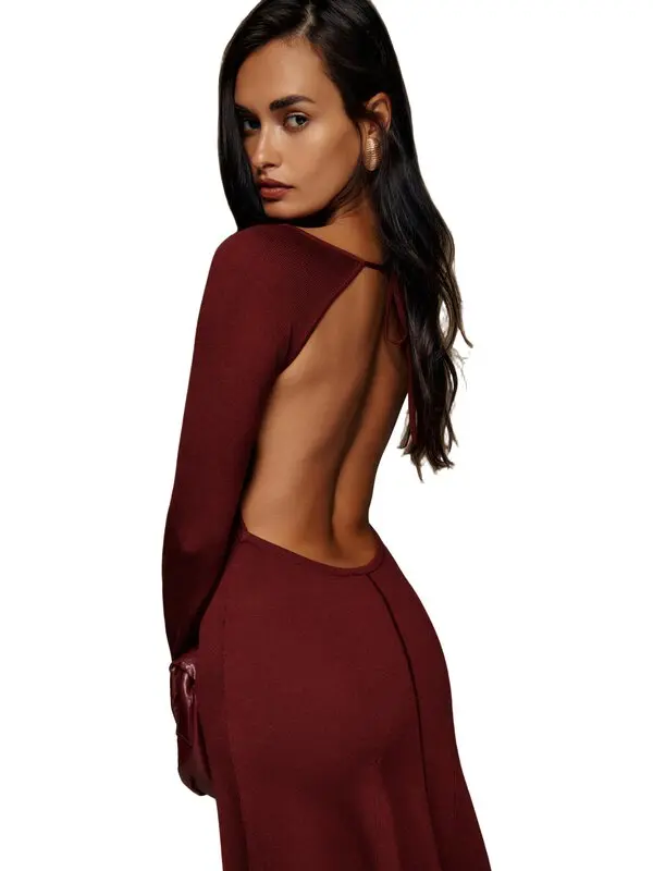 REFORMATION Livia Regenerative Merino Sweater Dress - Red