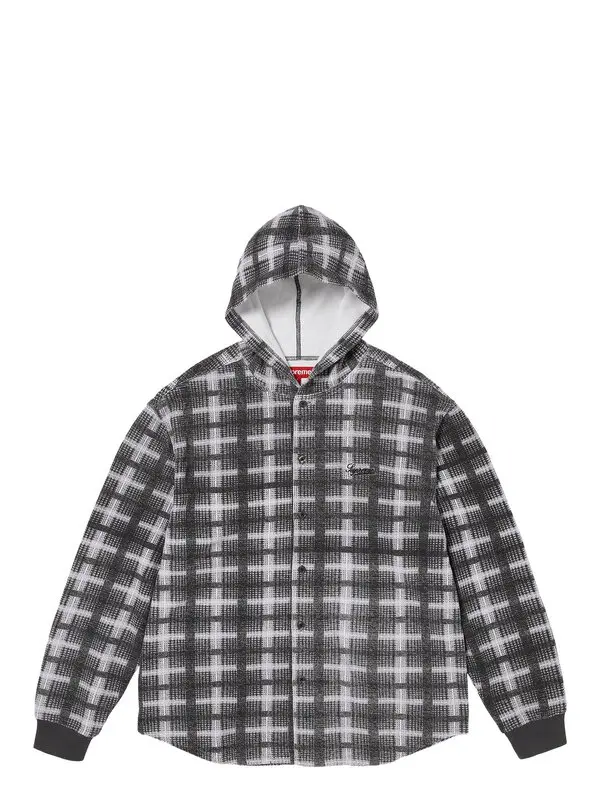 Supreme Hooded Plaid Knit Shirt - Black
