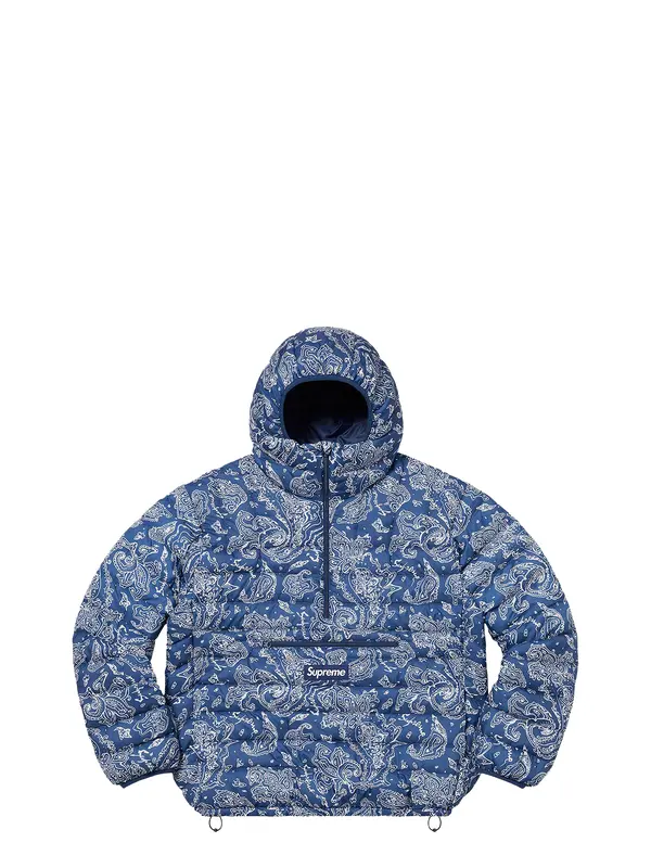 Supreme Micro Down Half Zip Hooded Pullover - Blue