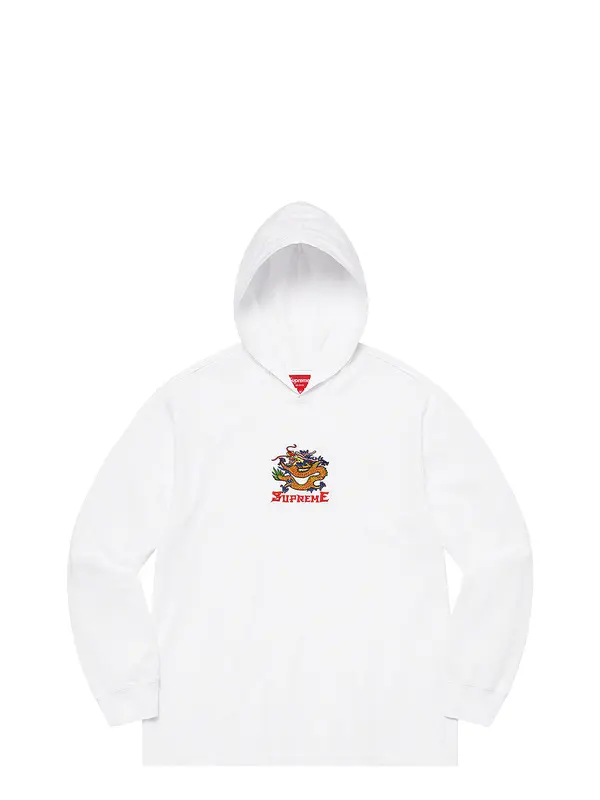 Supreme Dragon Hooded Long-sleeve Top - White
