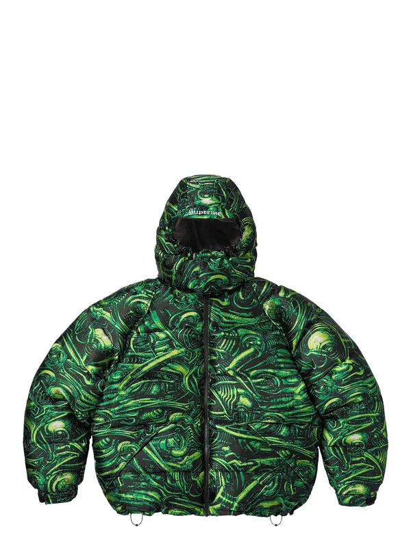 Supreme H.r. Giger Jacquard Down Puffer Jacket - Green