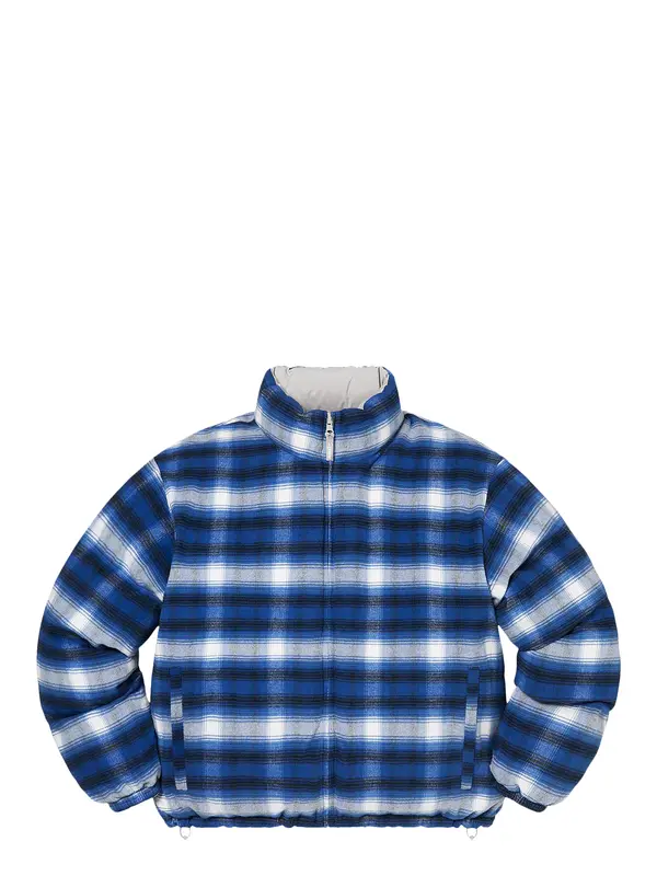 Supreme Flannel Reversible Puffer Jacket - Grey