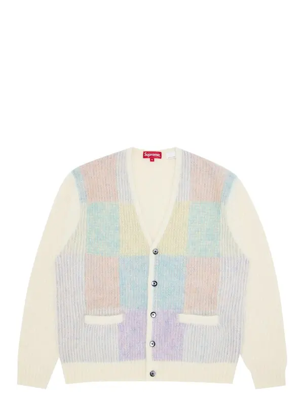 Supreme Brushed Grid Cardigan - White