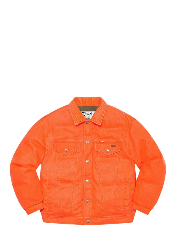 Supreme X Schott Canvas Down Trucker Jacket - Orange