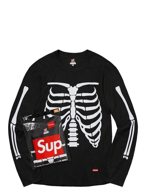 Supreme X Hanes Bones Thermal Crew - Black