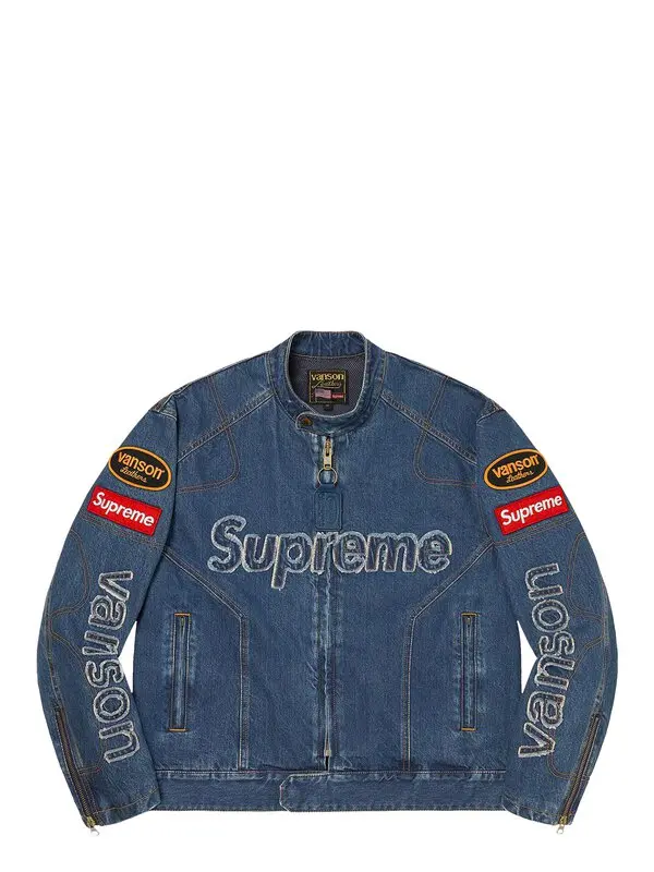 Supreme X Vanson Leathers X Cordura Denim Jacket - Blue
