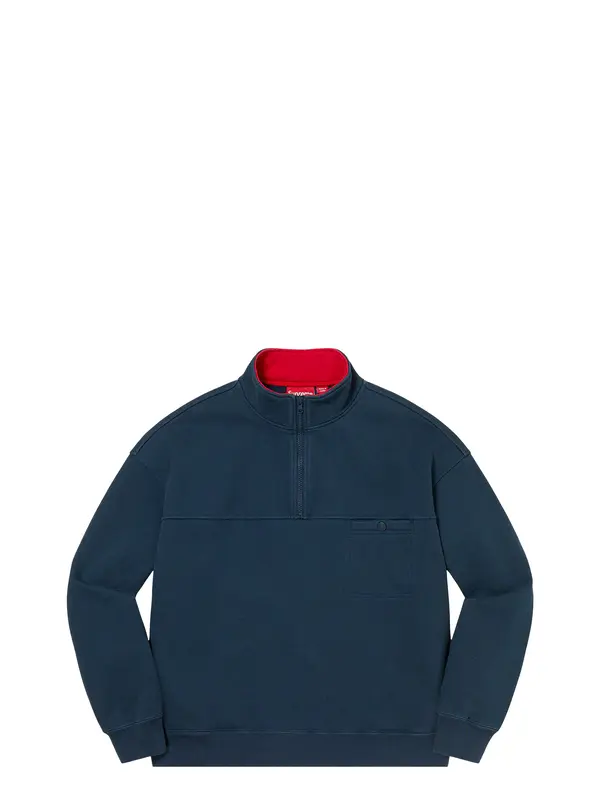 Supreme Washed Half Zip Pullover - Blue