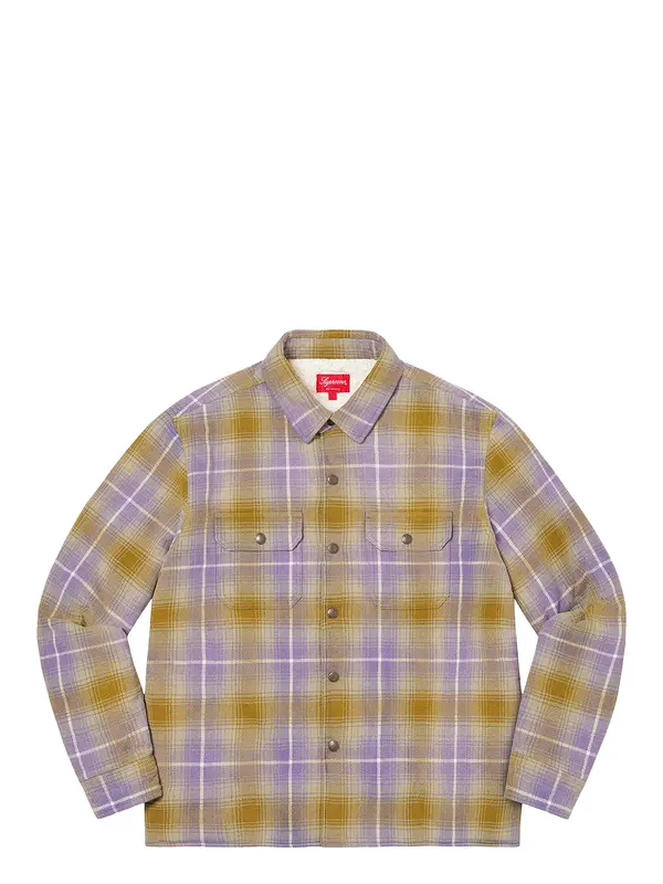 Supreme Shearling Lined Flannel Shirt 'olive - Green
