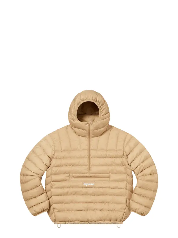 Supreme Micro Down Half Zip Hooded Pullover - Tan