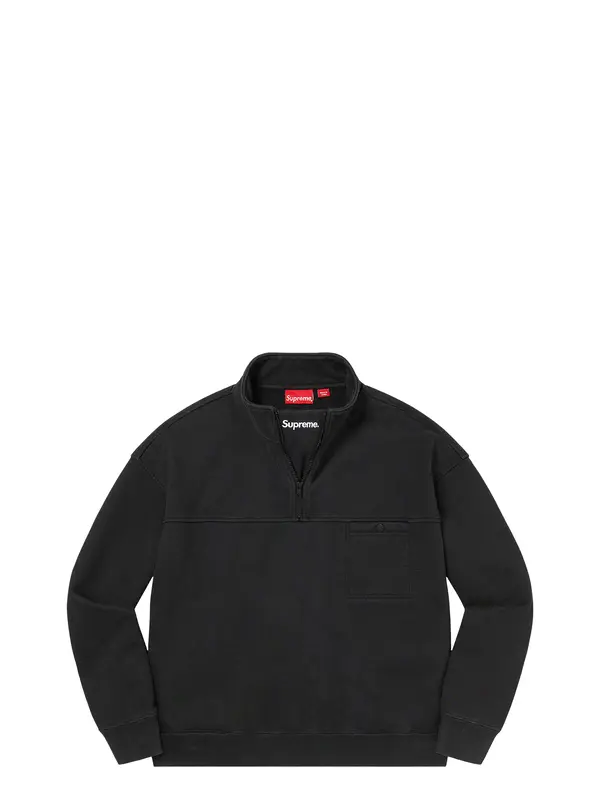 Supreme Washed Half Zip Pullover - Black