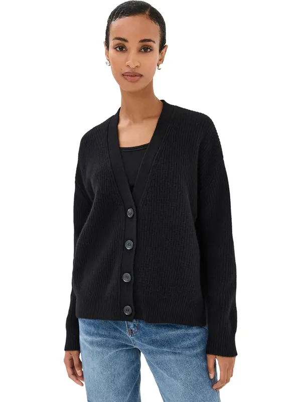 Jenni Kayne Cropped Cashmere Cocoon Cardigan - Black