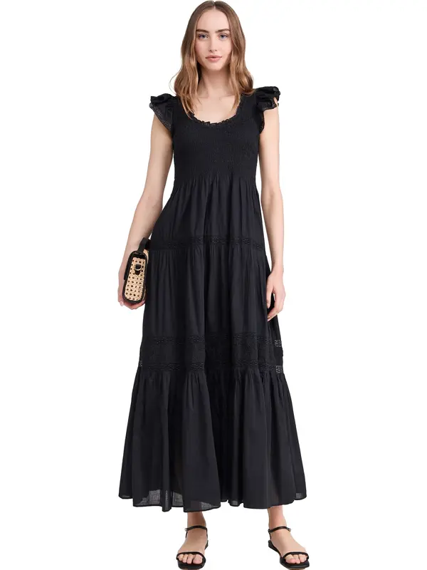LoveShackFancy Chessie Dress - Black