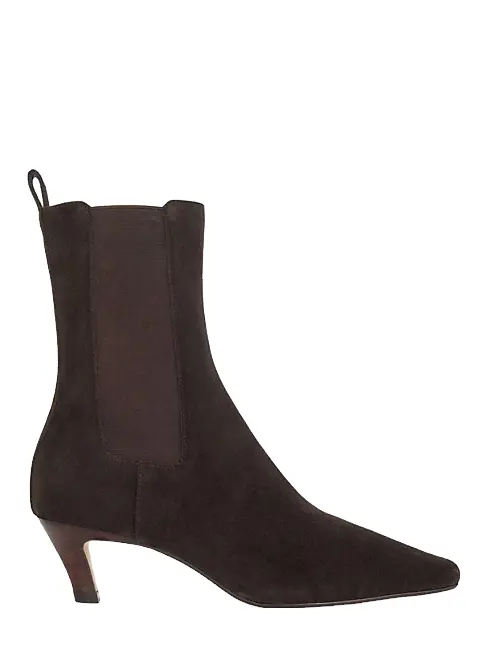 DUNE Odele Heeled Suede Chelsea Ankle Boots - Brown Suede