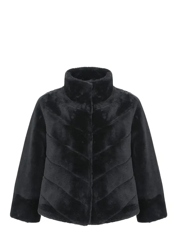 Gorski Reversible Chevron Merino Lamb Shearling Jacket - Black/black