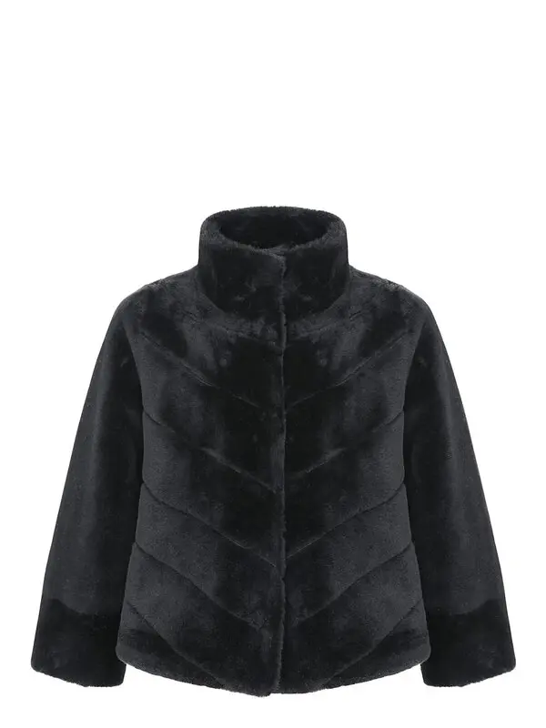 Gorski Reversible Chevron Merino Lamb Shearling Jacket - Black/black